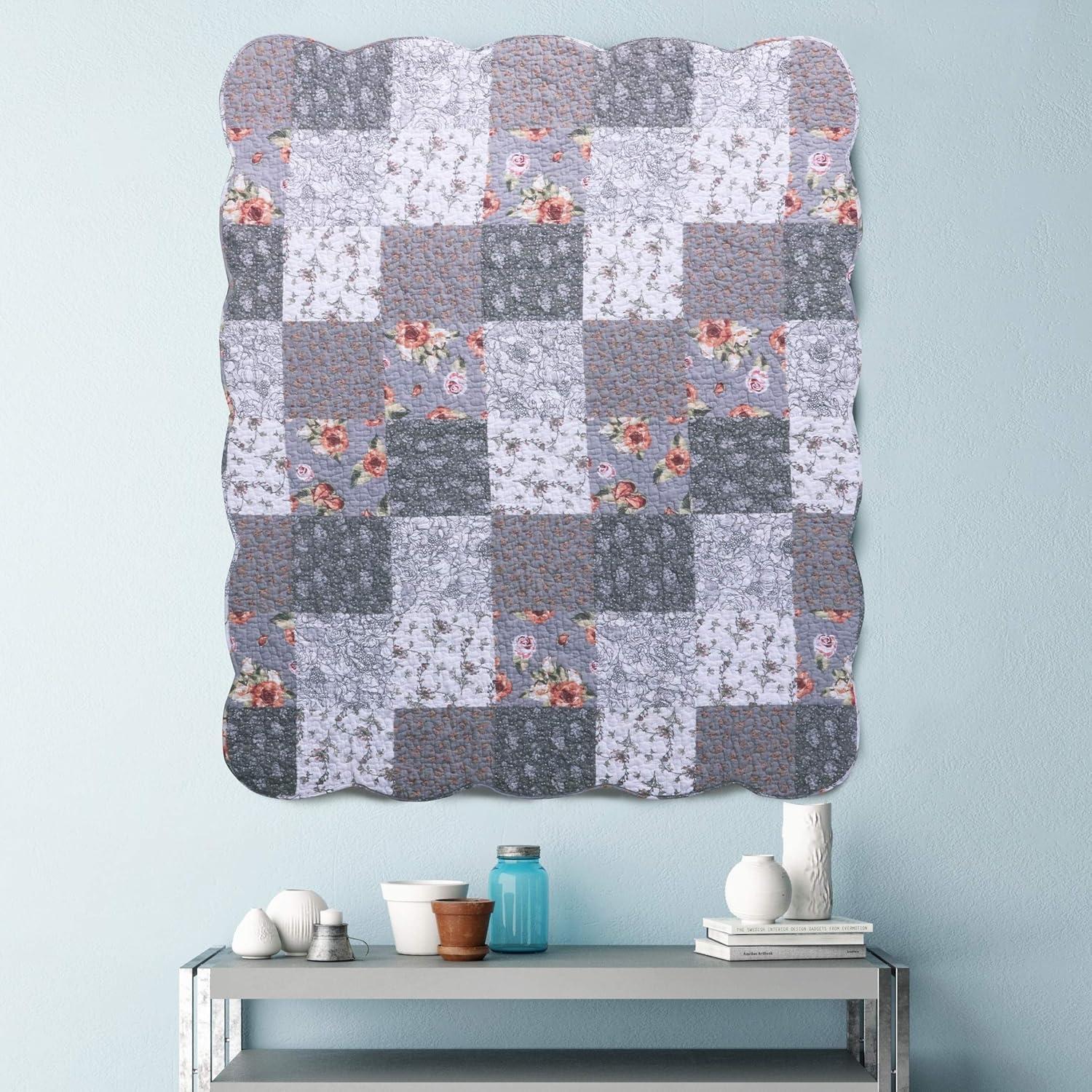 Barefoot Bungalow Giulia Quilted Throw Blanket, 50 x 60 inches, Gray ...