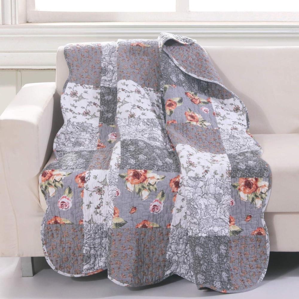 Barefoot Bungalow Giulia Quilted Throw Blanket, 50 x 60 inches, Gray ...